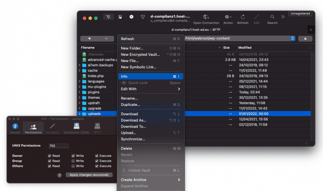How to change your folder or file permissions? - Complianz